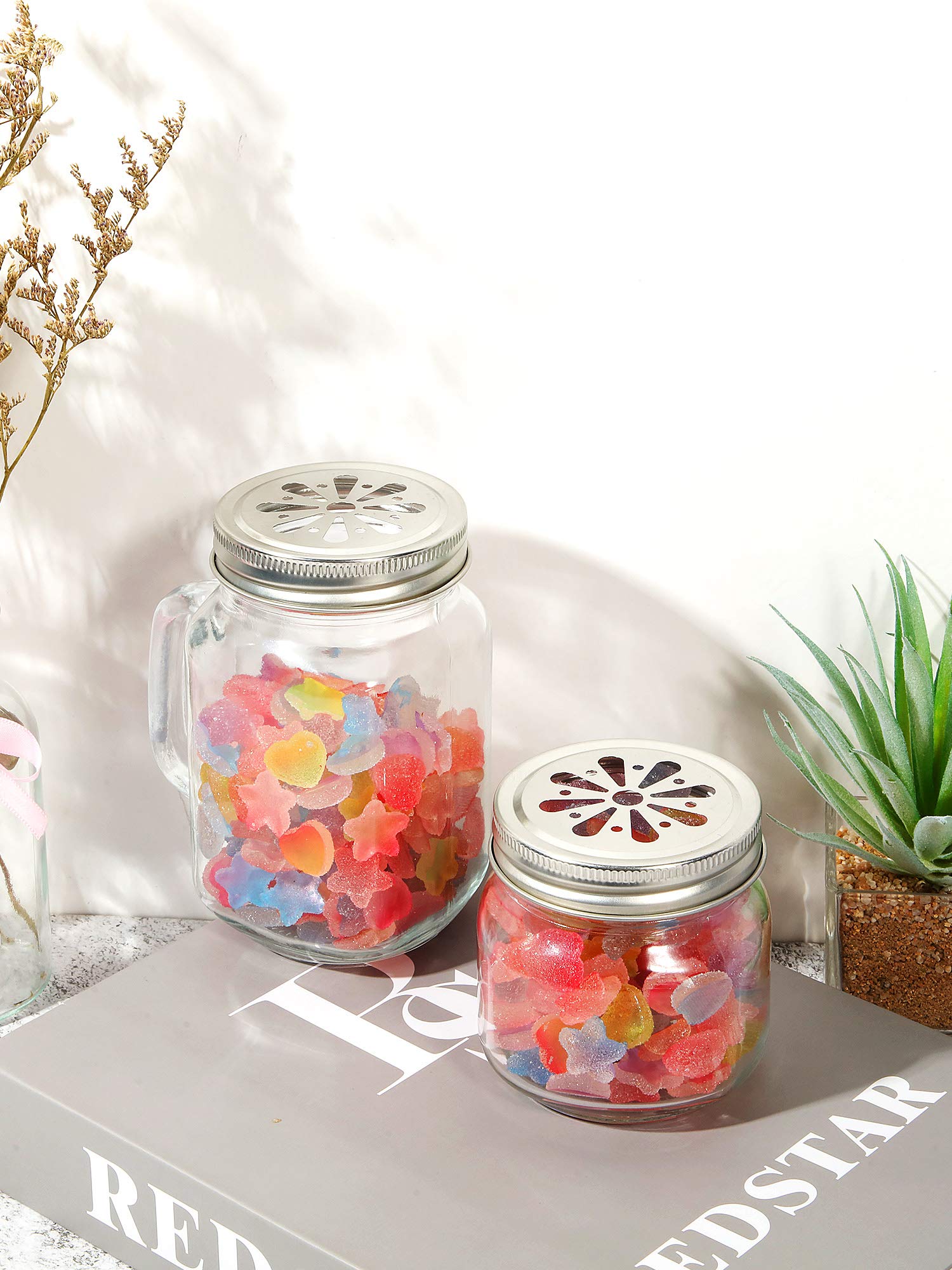 28 Pieces Daisy Jar Lids Regular Mouth Mason Jar Lids Daisy Cut Lids Storage Canning Lids Compatible with Straw Hole For Drinking Daisy Flower Jar Lids