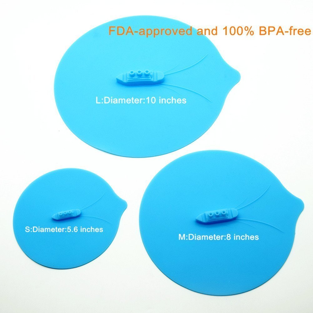 eoocvt 3pcs Steam Ship Silicone Steamer Lid Food Covers Cute Design Steaming Pot Lids and Bowl Covers Keep Food Fresh, Pack of 3