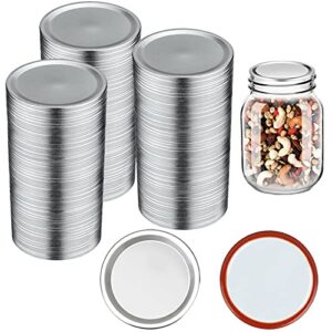 100 pcs regular mouth canning lids - 70mm mason jar canning lids, reusable leak proof split type aluminum lids with silicone seals rings (silver)