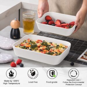 UNICASA Casserole Dishes - White Baking Dish for Oven, Ceramic Lasagna Pans 9 x 13 In, Oven Safe Bakeware Set of 3 for Kitchen Cooking, Cake, Banquet and Dinner