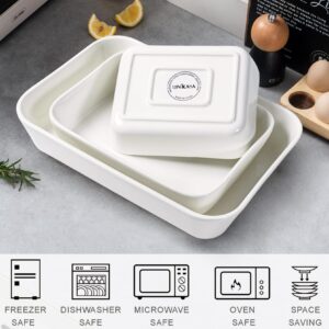 UNICASA Casserole Dishes - White Baking Dish for Oven, Ceramic Lasagna Pans 9 x 13 In, Oven Safe Bakeware Set of 3 for Kitchen Cooking, Cake, Banquet and Dinner