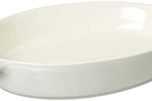 LE REGALO Stoneware Oval Baking Dish, 14x9.5x2.5, White