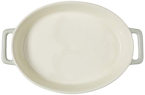 LE REGALO Stoneware Oval Baking Dish, 14x9.5x2.5, White