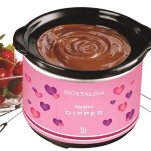 Nostalgia MyMini Chocolate dipping pot with dipping forks Valentine's gift fondue pot (Pink)