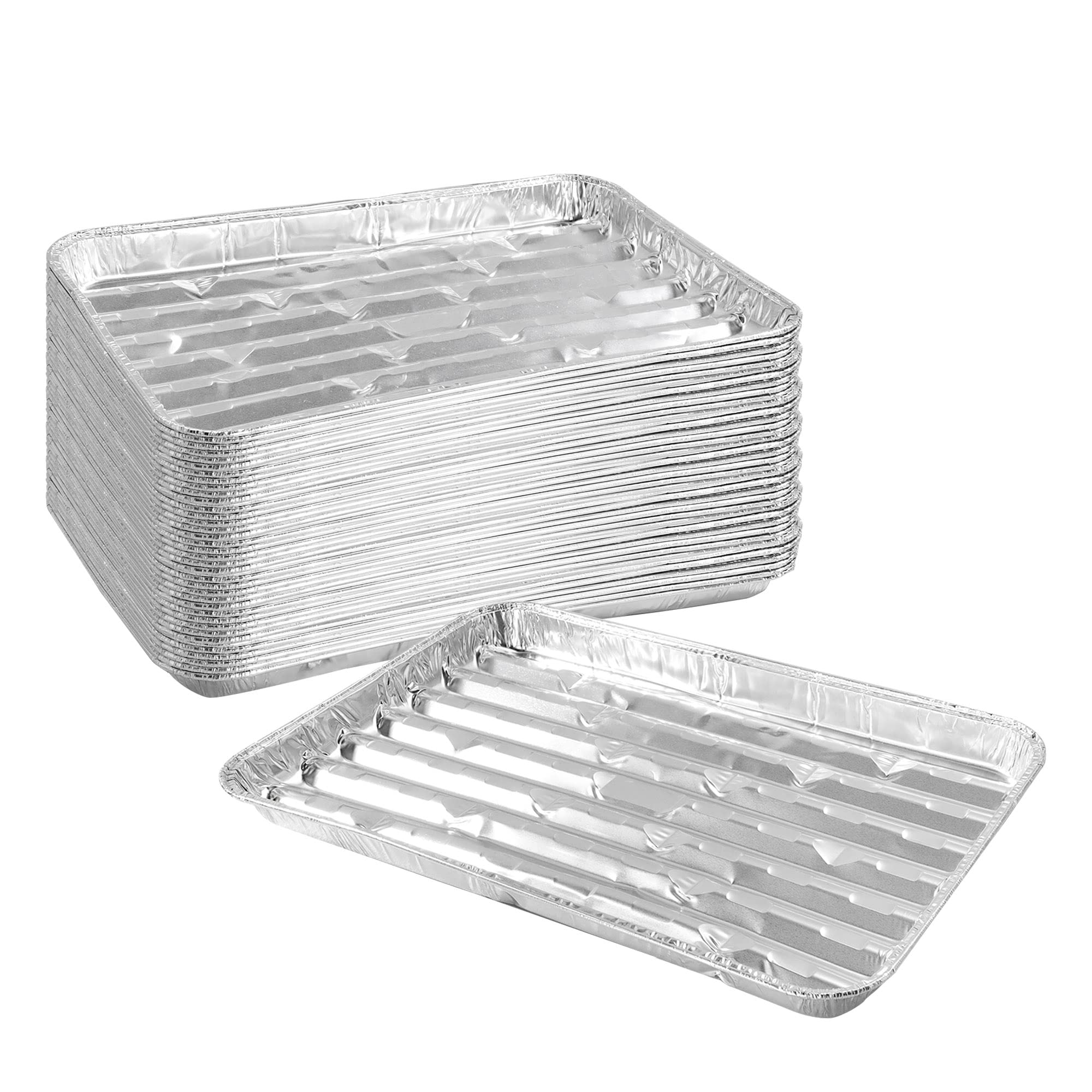 40 Pack Disposable Aluminum Broiler Pan 13 x 9 x 1inch Aluminum Foil Grill Pans, Disposable Foil Baking Sheet Pans for Oven, Baking, BBQ, Takeout