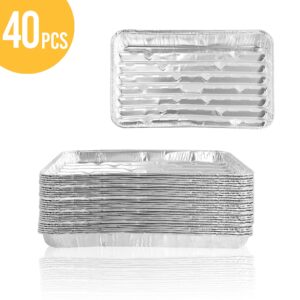 40 Pack Disposable Aluminum Broiler Pan 13 x 9 x 1inch Aluminum Foil Grill Pans, Disposable Foil Baking Sheet Pans for Oven, Baking, BBQ, Takeout