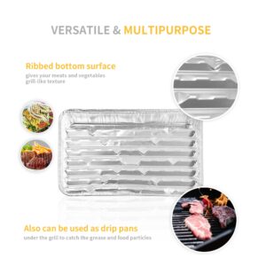 40 Pack Disposable Aluminum Broiler Pan 13 x 9 x 1inch Aluminum Foil Grill Pans, Disposable Foil Baking Sheet Pans for Oven, Baking, BBQ, Takeout