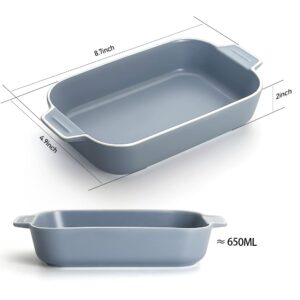 Au Gratin Baking Dishes, YFWOOD 8.7''X5'' Small Casserole Dishes for The Oven, Bakeware With Double Handle for Casseroles, Lasagna & Cobblers, Oven, Microwave & Dishwasher Safe,Set Of 2,Blue