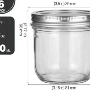 KAMOTA Wide Mouth Mason Jars 10 oz, 10oz Mason Jars Canning Jars Jelly Jars With Wide Mouth Lids and Bands, Ideal for Jam, Honey, Wedding Favors, Shower Favors, Baby Foods, 6 PACK…