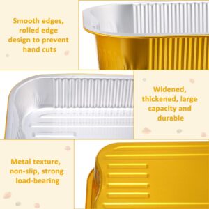 15 Pack Gold Aluminum Pan 9 x 13 Inches with Clear Lids Disposable Aluminum Foil Baking Pans Foil Pans Microwave Oven Safe for Cooking Heating Baking Storage BBQ