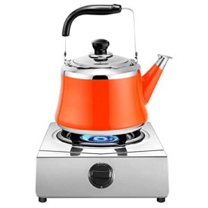 TailVeil Orange Tea Kettle, Tea Kettle Stovetop Teapot 304 Stainless Steel Tea Pots for Stove Top, Anti-Hot Handle,with removable tea basketSuitable for All Heat Source, Orange (2.11 Quart)