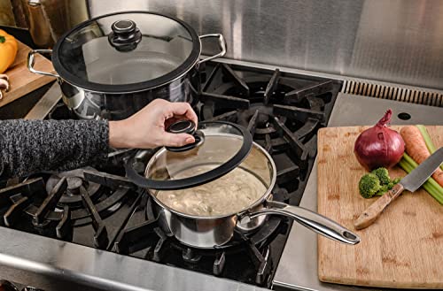 Black Cube Frieling Hybrid Stainless/Nonstick Cookware Tempered Glass Lid, 12 1/2-Inch Diameter, 12.5-Inch, Silver