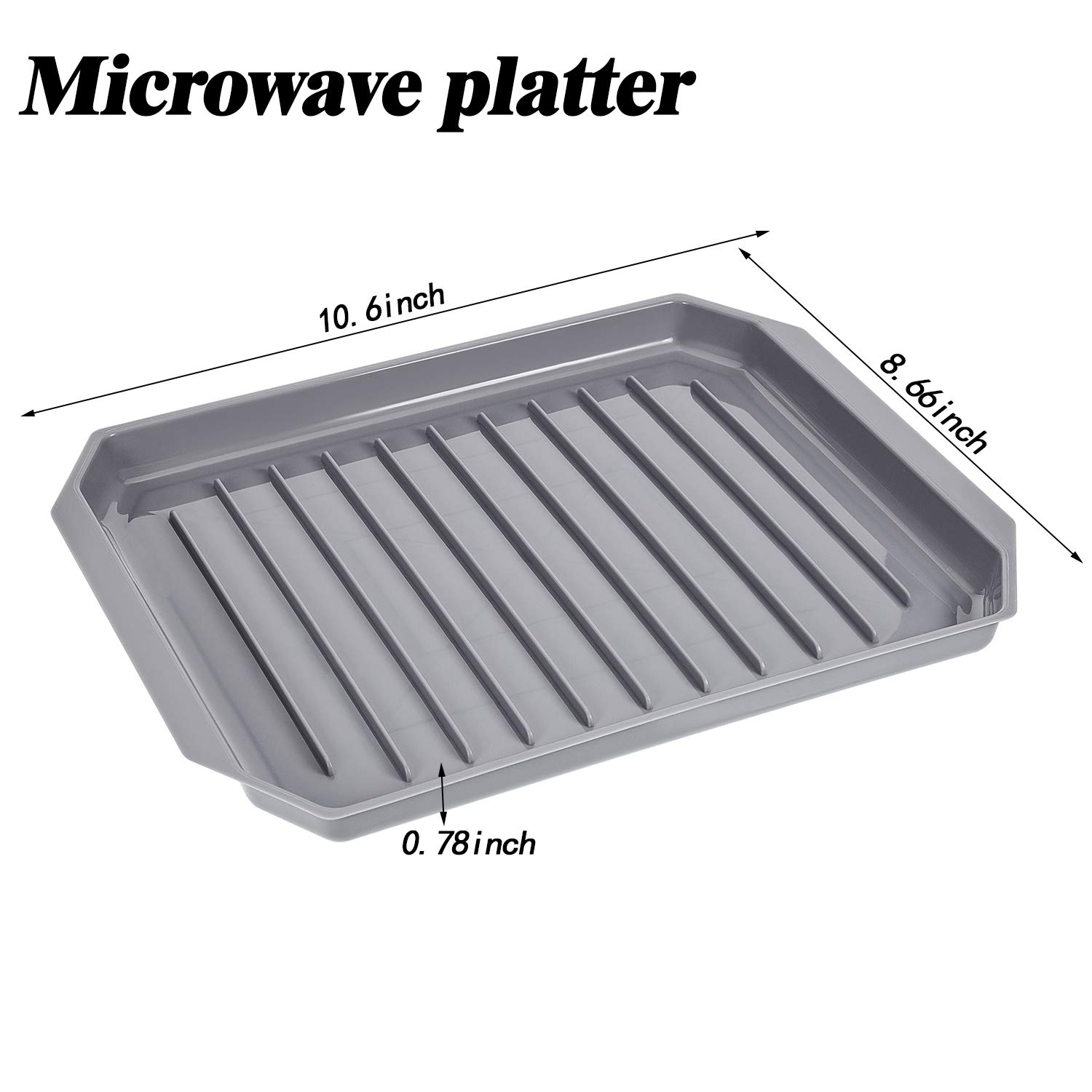 2 Pieces Microwave Bacon Tray Microwave Bacon Cooker Grill Rack Piratical Baking Oven Tray for Frozen Snacks, Frozen Pizza Cooking Supplies, Grey, 10.6 x 8.66 Inch