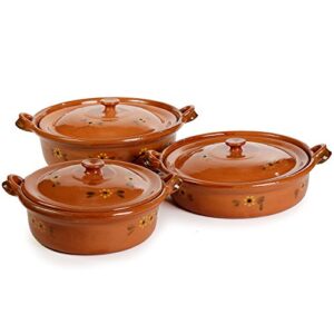 Ancient Cookware, Mexican Clay Flat Cazuela Pot, Large, 6 Quarts