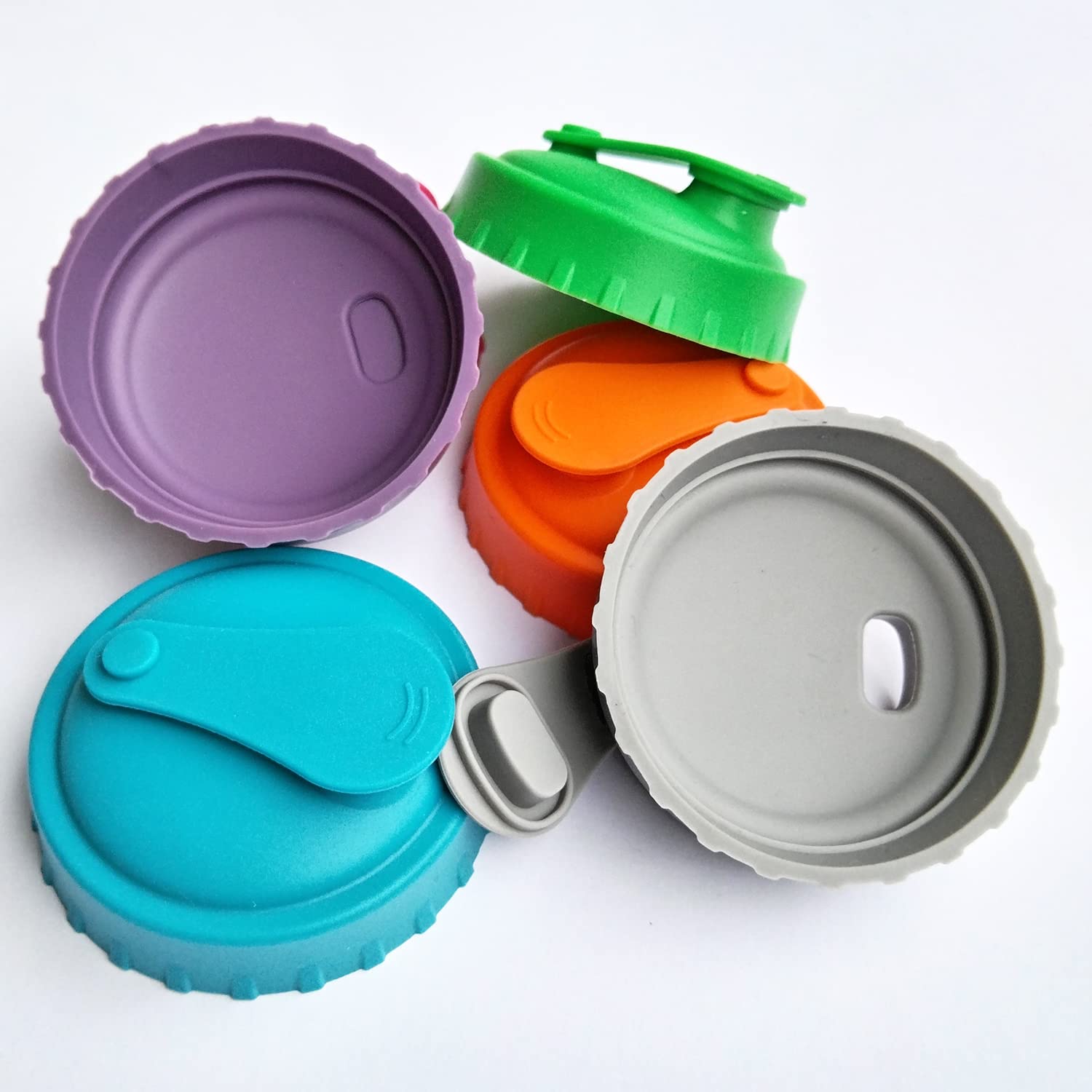 6 Pack Reusable Silicone Can Protector Lid or Covers with Resealable Nozzle for Standard Soda/Beverage/Beer Cans - Prevents Spills - Retains Fizz - BPA-Free