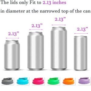 6 Pack Reusable Silicone Can Protector Lid or Covers with Resealable Nozzle for Standard Soda/Beverage/Beer Cans - Prevents Spills - Retains Fizz - BPA-Free