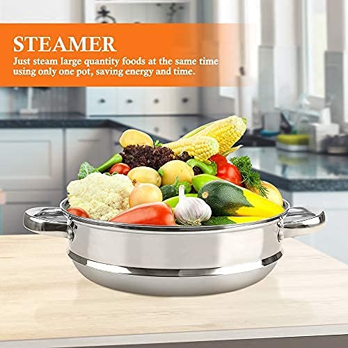 SHINEURI 5 Quart Nonstick Copper Stockpot with Lid - Deep stock pot with Stainless Steel Steamer Insert