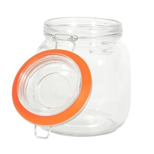 Mason Jar With Lid (Clear), By Home Basics | Single Mason Jar For Pickles, Sauces, Jelly, Condiments, and Snacks | Holds Four Cup, Medium