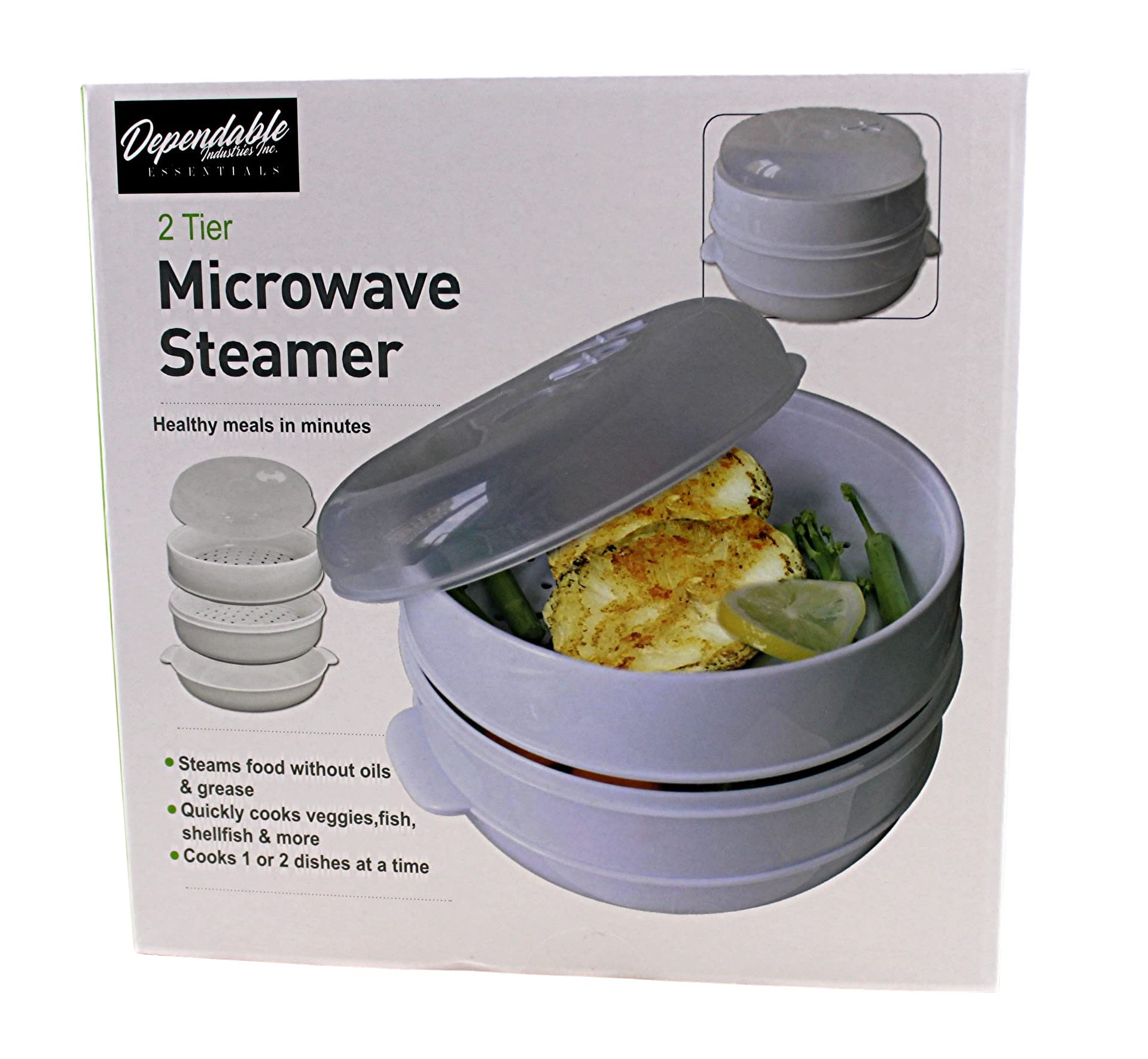 2 Tier Microwave Steamer Healthy Cooking Quick Fast Vegetables No Oil Needed! Cooks Up To 2 Dishes At One Time