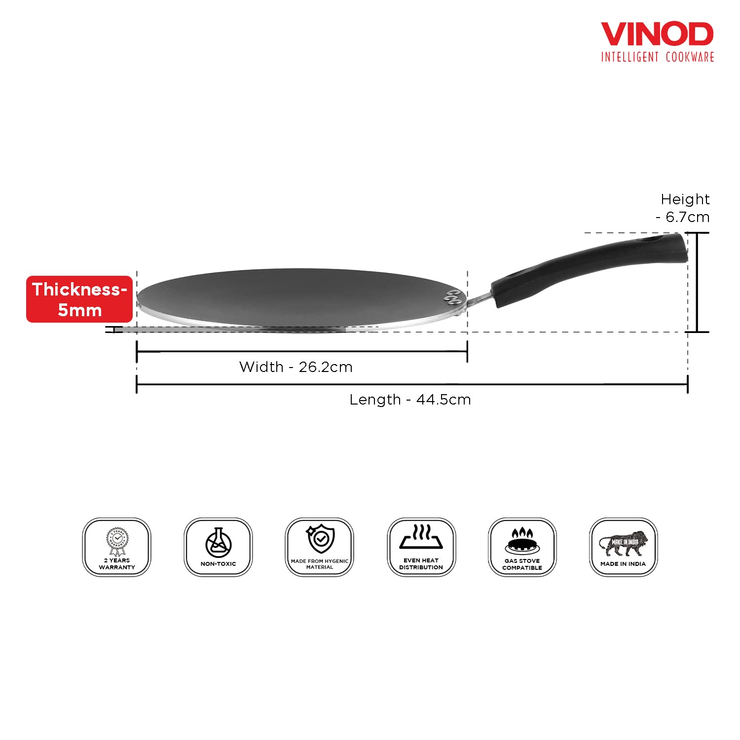 Vinod 26.5cm Nonstick Concave Tawa, 10-Inch