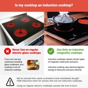 VEM Induction Cooktop Mat - Silicone Scratch Protector - for Magnetic Stoven - Non Slip Pads to Prevent Pots from Sliding During Cooking (7.48 inches) Black