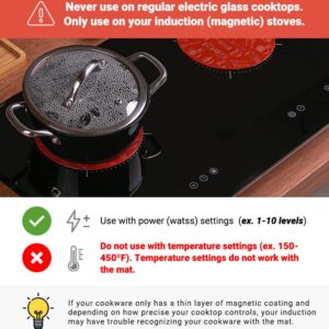 VEM Induction Cooktop Mat - Silicone Scratch Protector - for Magnetic Stoven - Non Slip Pads to Prevent Pots from Sliding During Cooking (7.48 inches) Black