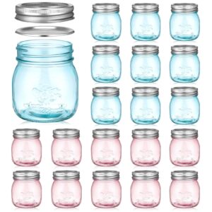 mimorou 20 pieces wide mouth mason jars with lids 10 oz glass canning colored regular jar multifunction container for preserving honey jelly sauces spice diy