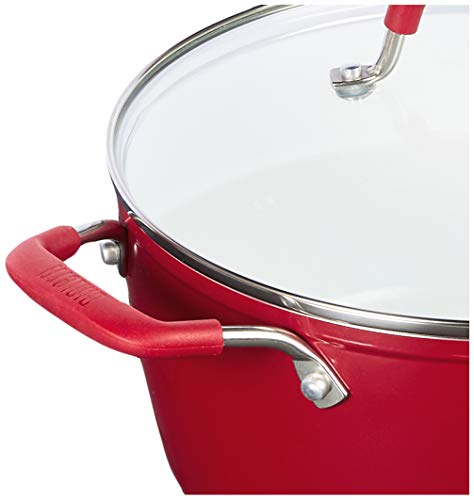 Bialetti Aeternum Ceramic Nonstick Cookware Set, 10 Piece Cookware Set, Red/White