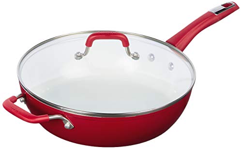 Bialetti Aeternum Ceramic Nonstick Cookware Set, 10 Piece Cookware Set, Red/White