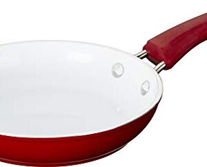 Bialetti Aeternum Ceramic Nonstick Cookware Set, 10 Piece Cookware Set, Red/White