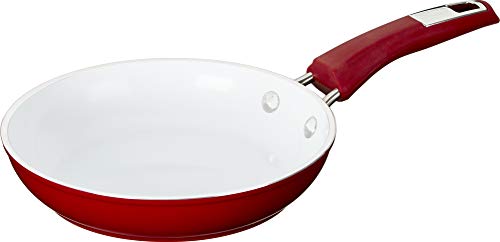 Bialetti Aeternum Ceramic Nonstick Cookware Set, 10 Piece Cookware Set, Red/White