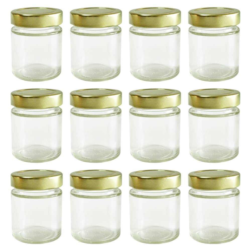 GPK4ALL 12 pieces of 5oz Deep Lug Glass Spice Bottles Spice Jars with Gold Metal Lids