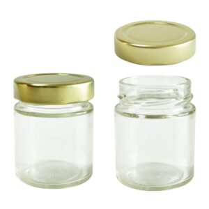 GPK4ALL 12 pieces of 5oz Deep Lug Glass Spice Bottles Spice Jars with Gold Metal Lids