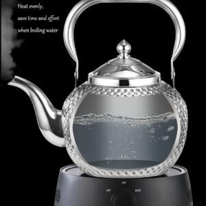 Alunsito Teapot for Stove Top, Stovetop Tea Kettle, Food Grade Stainless Steel Tea Kettle, 2.1qt Metal Tea Pot with Tea Strainer for Easy Tea, Coffee, Gold, 2 Liters