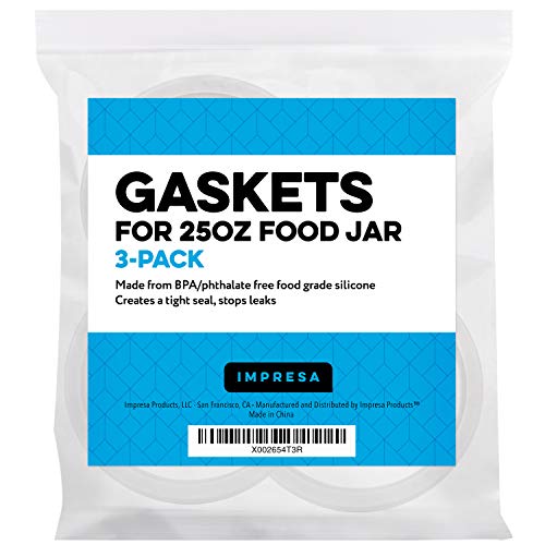 3-Pack of 25 Oz Food Jar Gaskets Compatible with Zojirushi Food Jar Gaskets O-Rings Seals by Impresa Products - BPA-/Phthalate-/Latex-Free - Replacement for 25 Ounce Container or Thermos