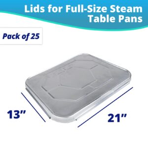 IDL Packaging Aluminum Foil Lids for Full Size Aluminum Steam Table Pans - 21" x 13" (pack of 25) - Disposable Cover for Aluminum Grill Pans - Oven & Freezer Safe - Durable Top for Aluminum Foil Pan