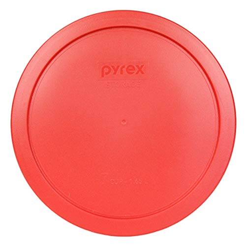 Pyrex (2) 7202-PC 1 Cup, (2) 7200-PC 2 Cup, (2) 7201-PC 4 Cup, (2) 7402-PC 6/7 Cup Red Round Plastic Food Storage Lids, Made in USA