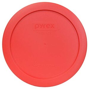 Pyrex (2) 7202-PC 1 Cup, (2) 7200-PC 2 Cup, (2) 7201-PC 4 Cup, (2) 7402-PC 6/7 Cup Red Round Plastic Food Storage Lids, Made in USA