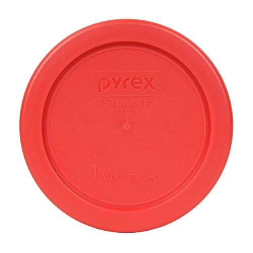 Pyrex (2) 7202-PC 1 Cup, (2) 7200-PC 2 Cup, (2) 7201-PC 4 Cup, (2) 7402-PC 6/7 Cup Red Round Plastic Food Storage Lids, Made in USA