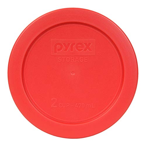 Pyrex (2) 7202-PC 1 Cup, (2) 7200-PC 2 Cup, (2) 7201-PC 4 Cup, (2) 7402-PC 6/7 Cup Red Round Plastic Food Storage Lids, Made in USA