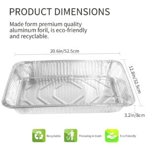 LUCKMETA Disposable Aluminum Foil Pans 21 x 13 Full Size (20 Pack) Heavy-Duty, Rectangular Food Containers Great for Baking, Cooking, Heating, BBQ, Storing, Prepping Food