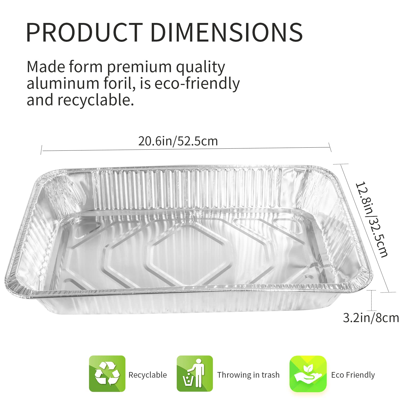 LUCKMETA Disposable Aluminum Foil Pans 21 x 13 Full Size (20 Pack) Heavy-Duty, Rectangular Food Containers Great for Baking, Cooking, Heating, BBQ, Storing, Prepping Food