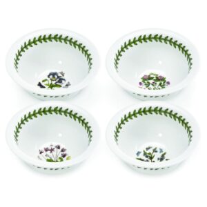 Portmeirion Botanic Garden Round Mini Bowls | Set of 4 Small Bowls with Assorted Motifs | 4.25 Inch | Made from Porcelain | Microwave and Dishwasher Safe