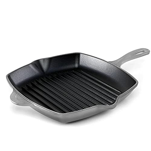 Le Creuset Enamaled Cast Iron Square Griddle, 9.5", Oyster