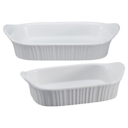 CorningWare 1115855 Baking Dish Set, 2 Pieces, White