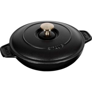 staub cast iron 7.9-inch round covered baking dish - matte black, made in france