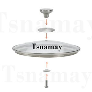 Tsnamay 10 Inch Clear Glass Pot Lid for Frying Pan Replacement Cover Can Withstand 356°F (180℃) with Stainless Steel knobs