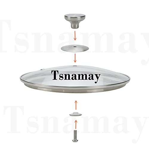 Tsnamay 10 Inch Clear Glass Pot Lid for Frying Pan Replacement Cover Can Withstand 356°F (180℃) with Stainless Steel knobs