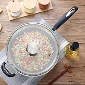 Tsnamay 10 Inch Clear Glass Pot Lid for Frying Pan Replacement Cover Can Withstand 356°F (180℃) with Stainless Steel knobs