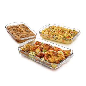 libbey baker's basics 3-piece glass casserole baking dish set